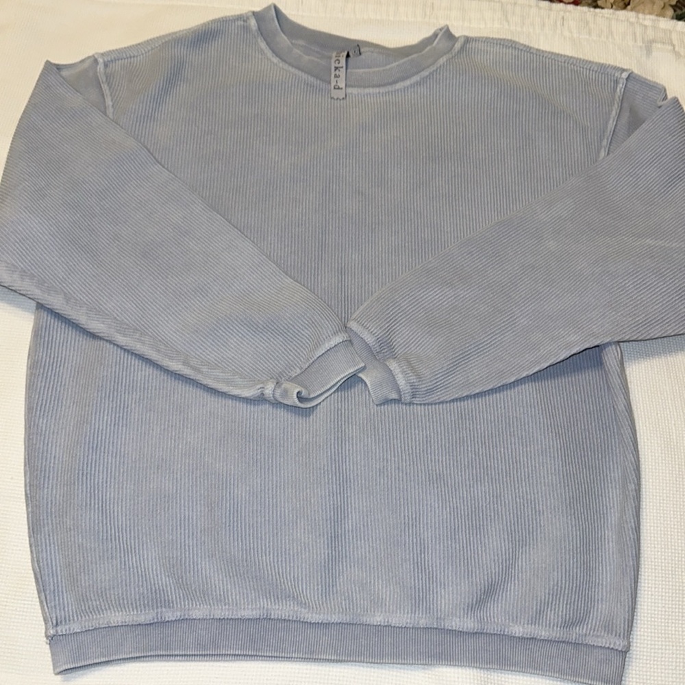 Chicka-D Light Blue-Grayish Pastel Washed Color Sweat… - Gem